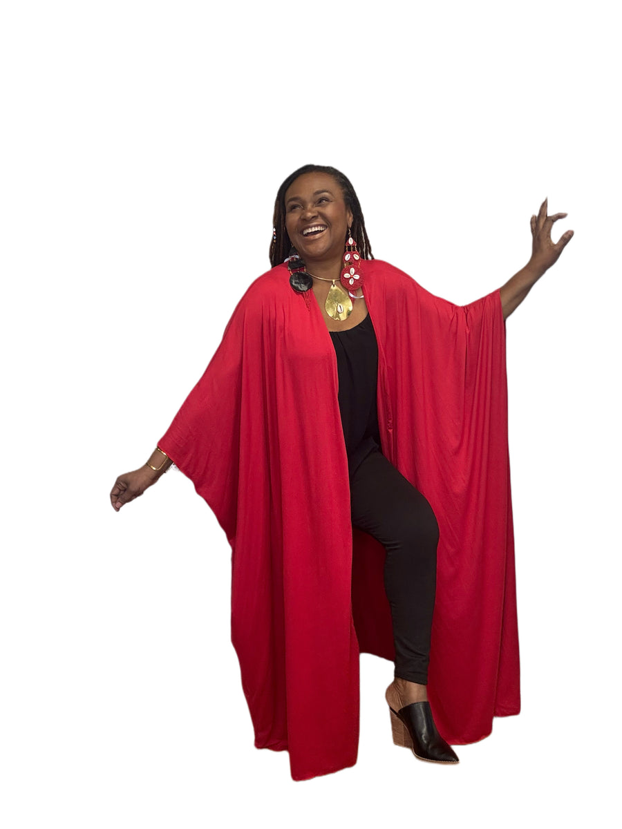 Jersey Knit Kimono and Wide Leg Pant 2 Piece Set Red – Chikodi’s World