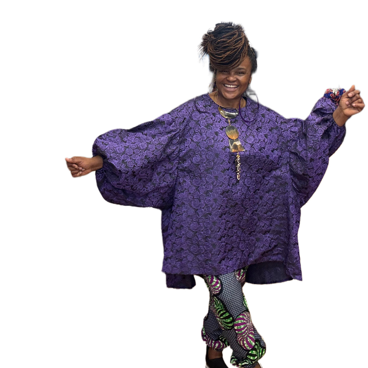 Purple & Black Rosette Ballon Top – Chikodi’s World